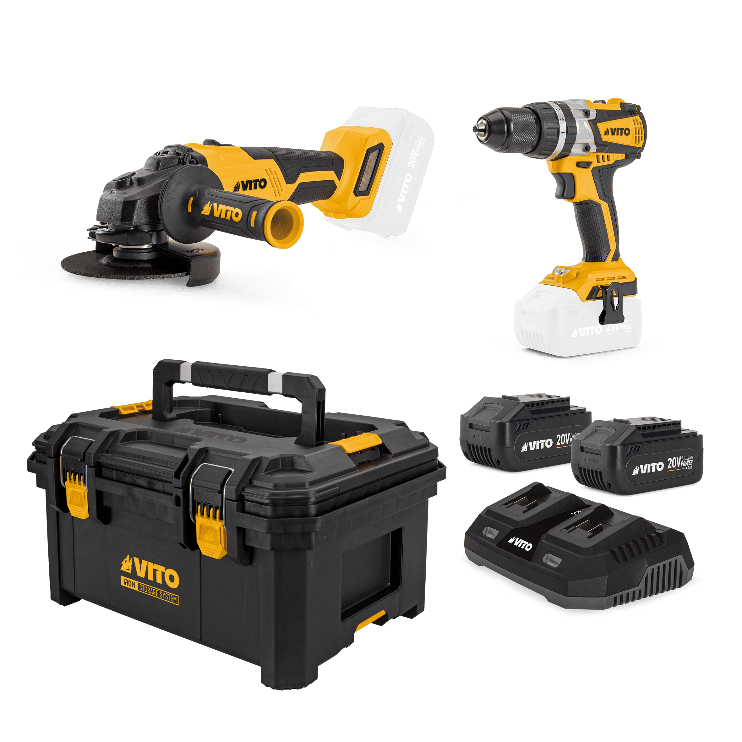 VIBCBBRB2B4CDMM | Iron Pack: Combi Drill, Angle Grinder 125Mm, 2X 4Ah ...